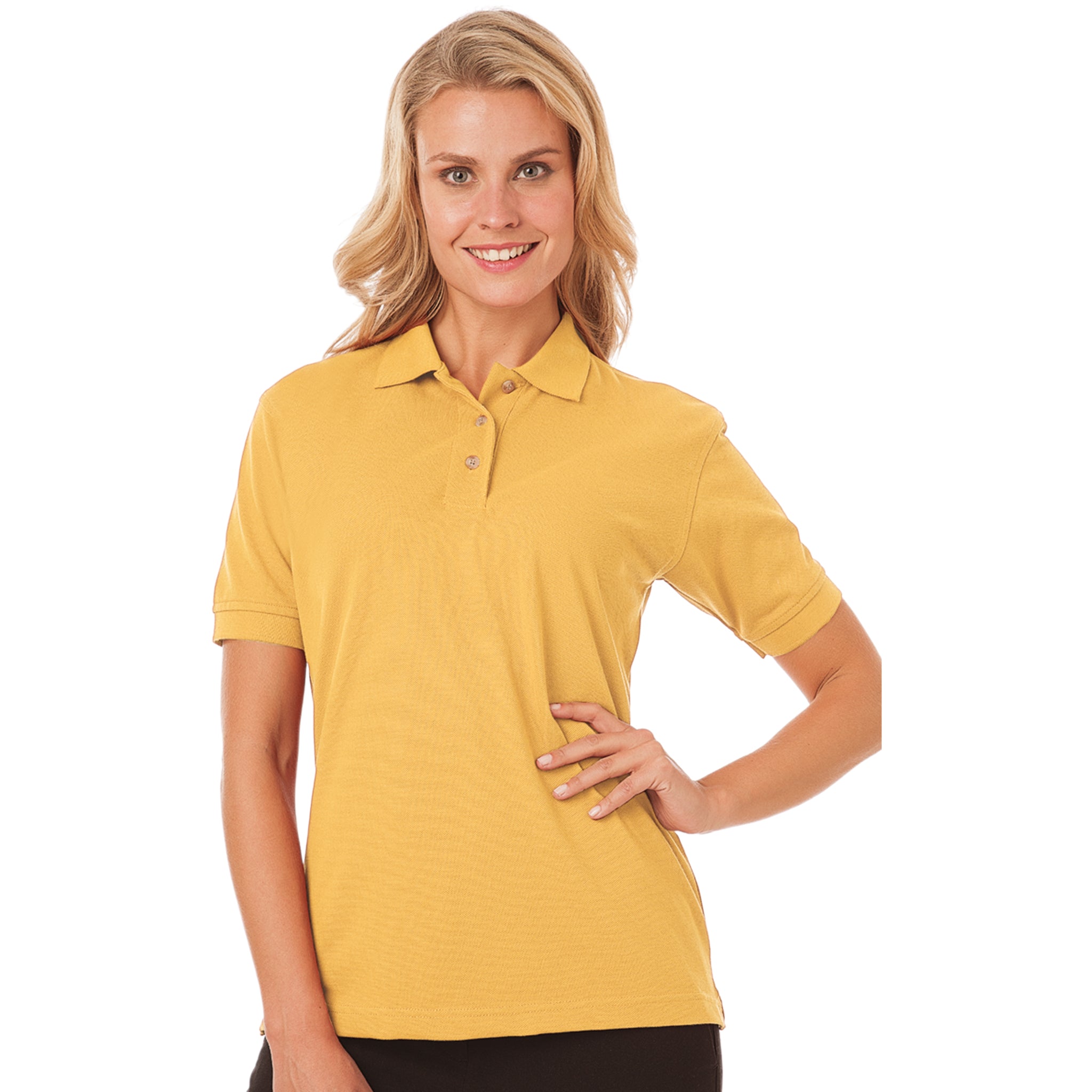Blue Generation Ladies BG6204 Superblend S/S Pique Polo Shirt- Maize ...